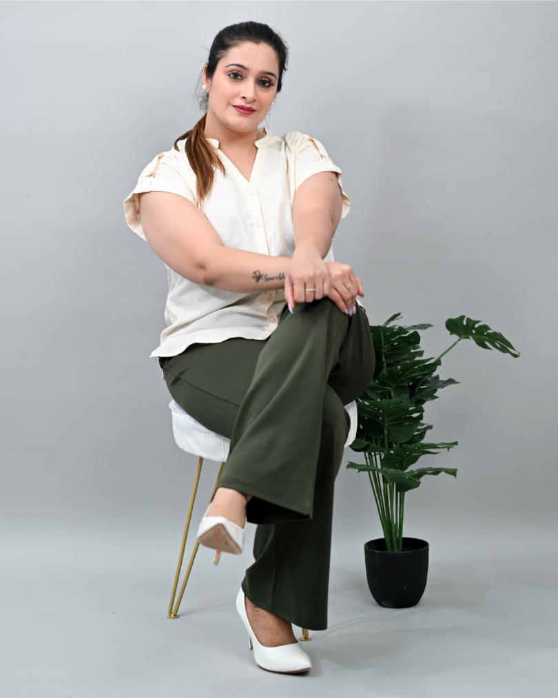 Olive plus size bootcut flare pants & trousers for women xxxxl to xxxxxl.