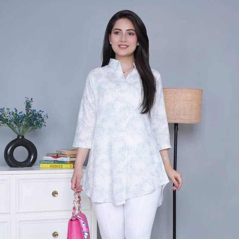 Cotton printed flare top
