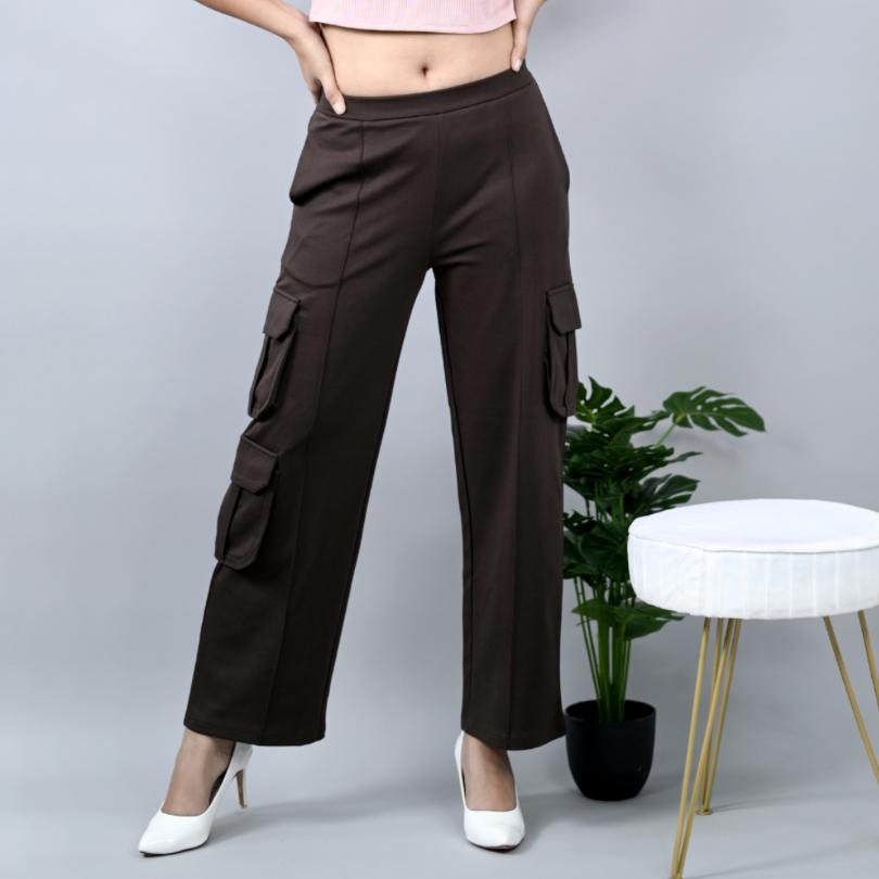 Coffee bean cargo pants & trousers for women, Casual wear - Loose fit.