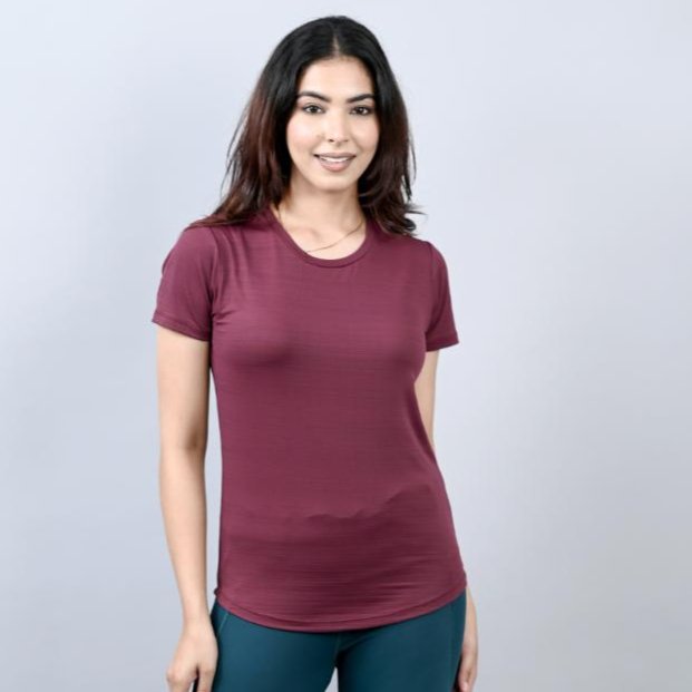 Maroon sports t shirt for women, Active & gym shirt for women.